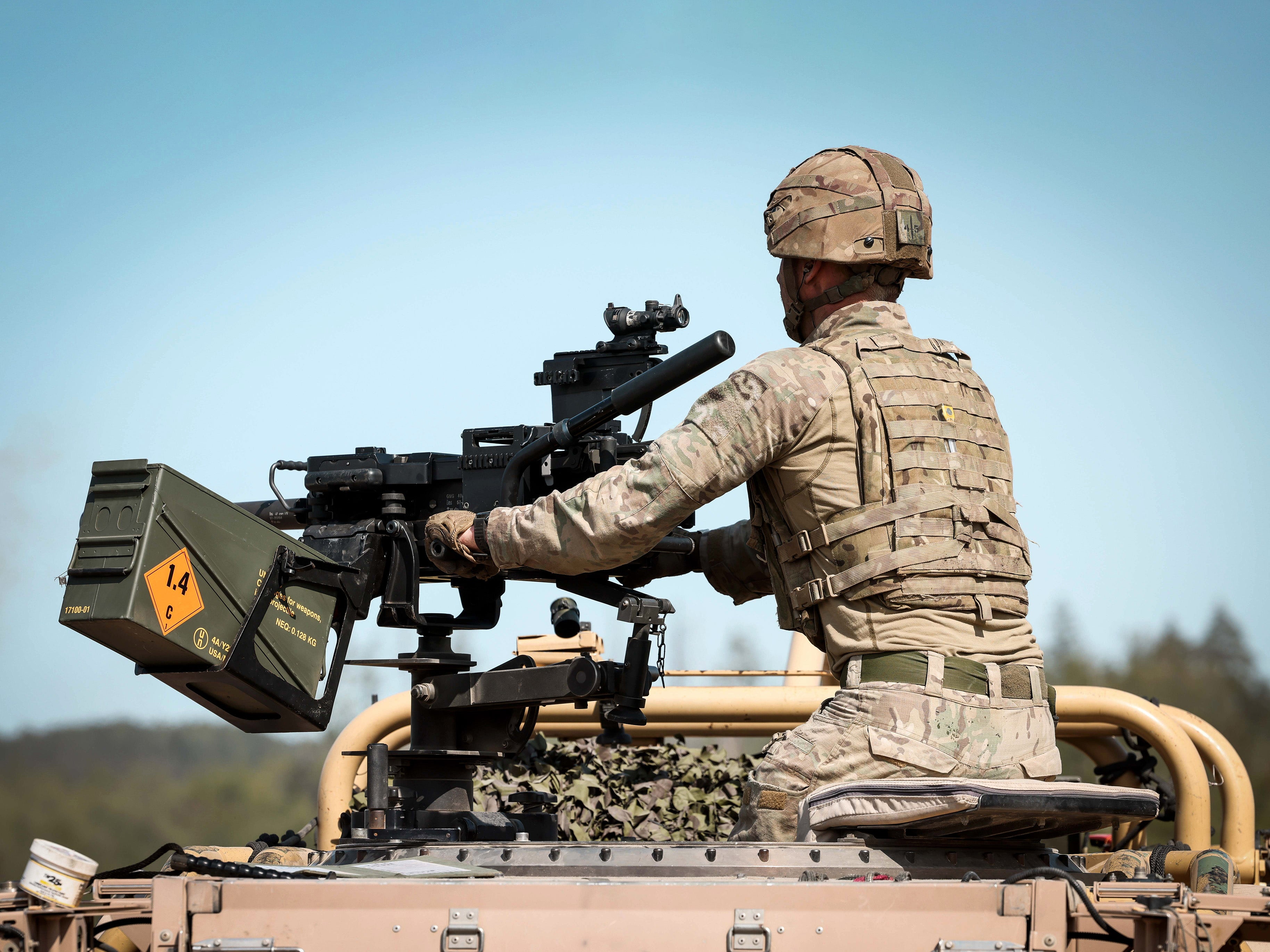 Royal Marine Commando with Grenade Machine Gun Photo Print 45 Commando ...
