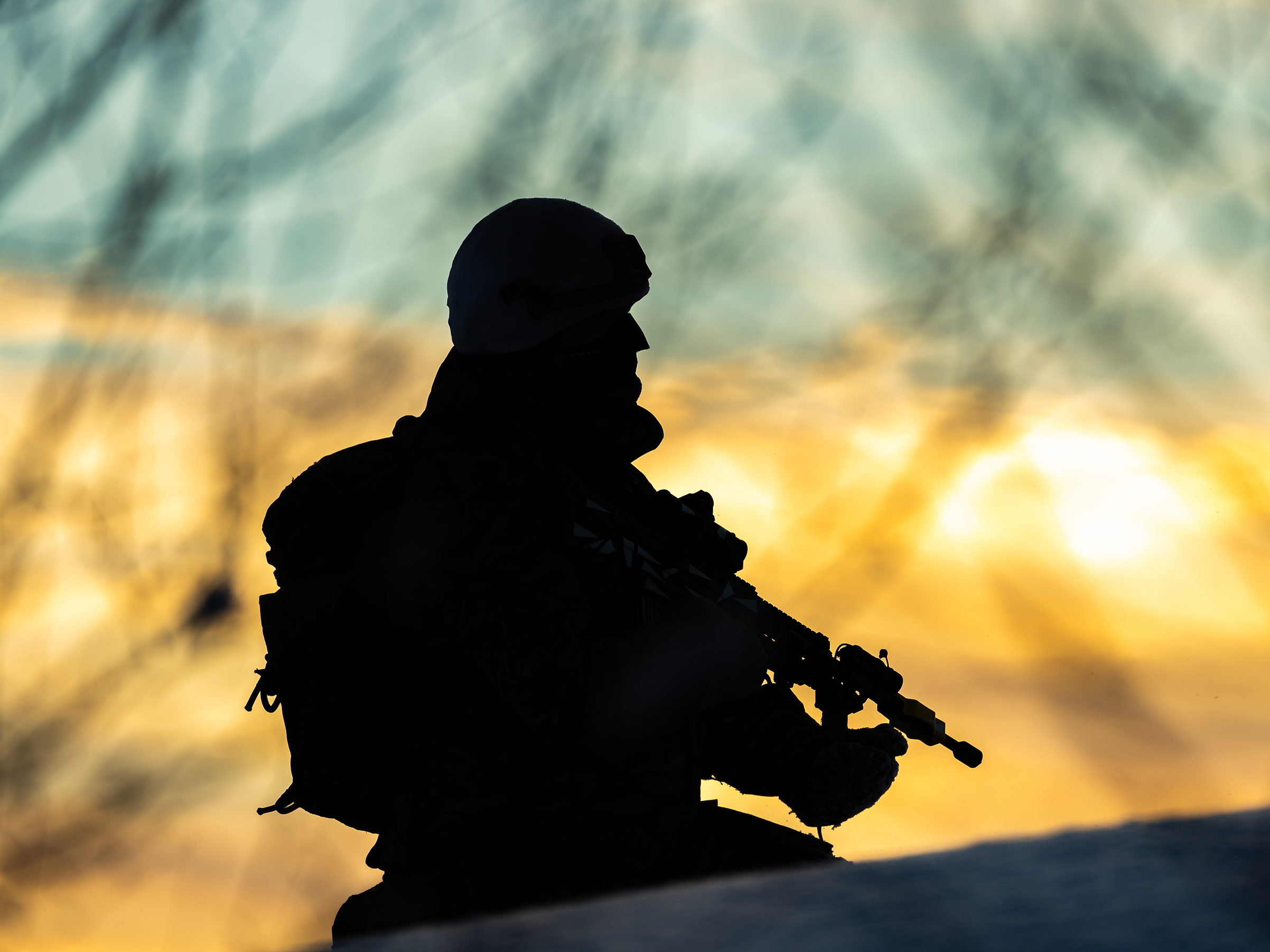 Royal Marine Commando silhouette at sunset Photo Print 40 Commando Mar ...