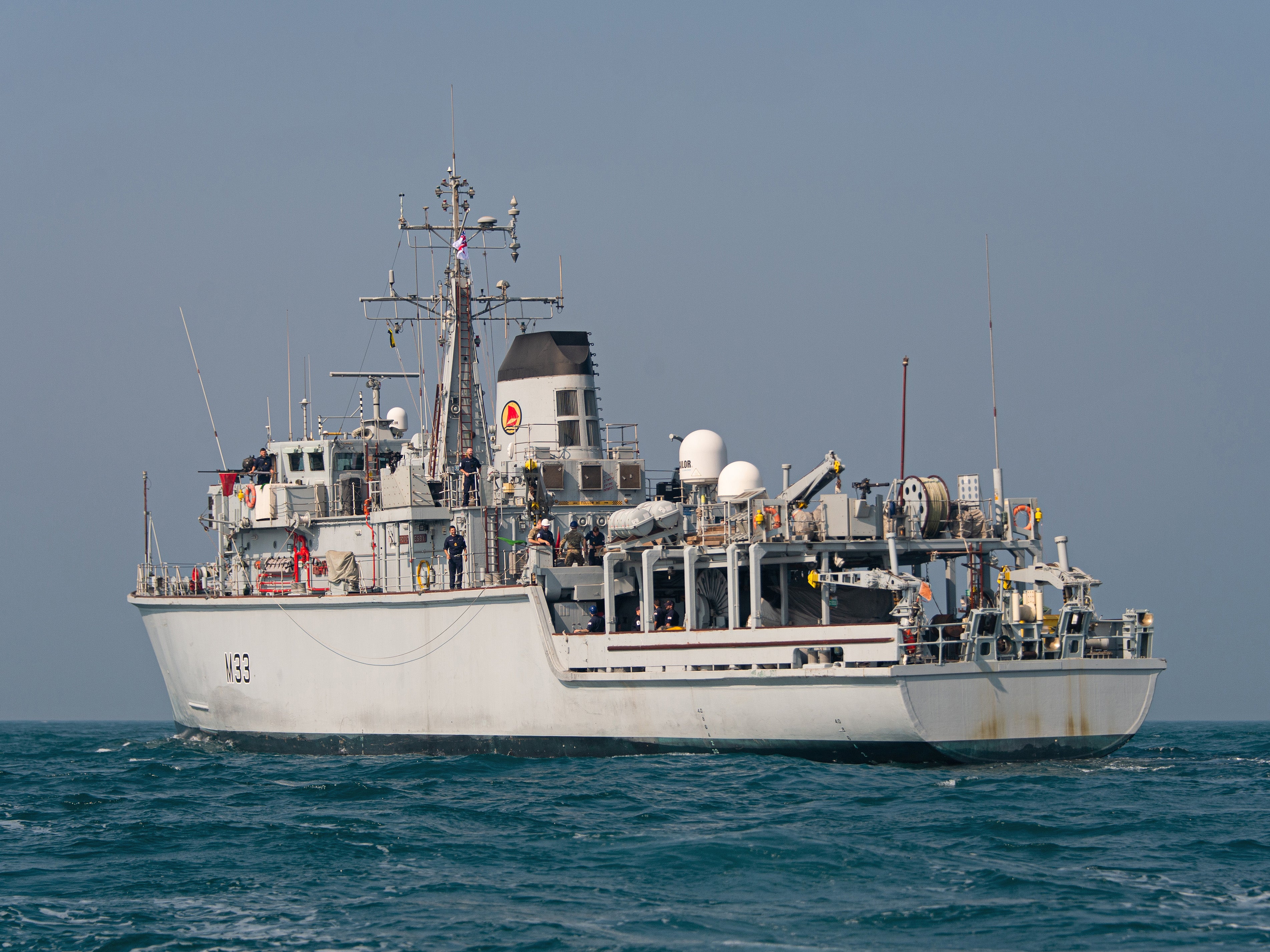 HMS Brocklesby (M33) Royal Navy Hunt Class Mine Warfare Vessel Low Por ...