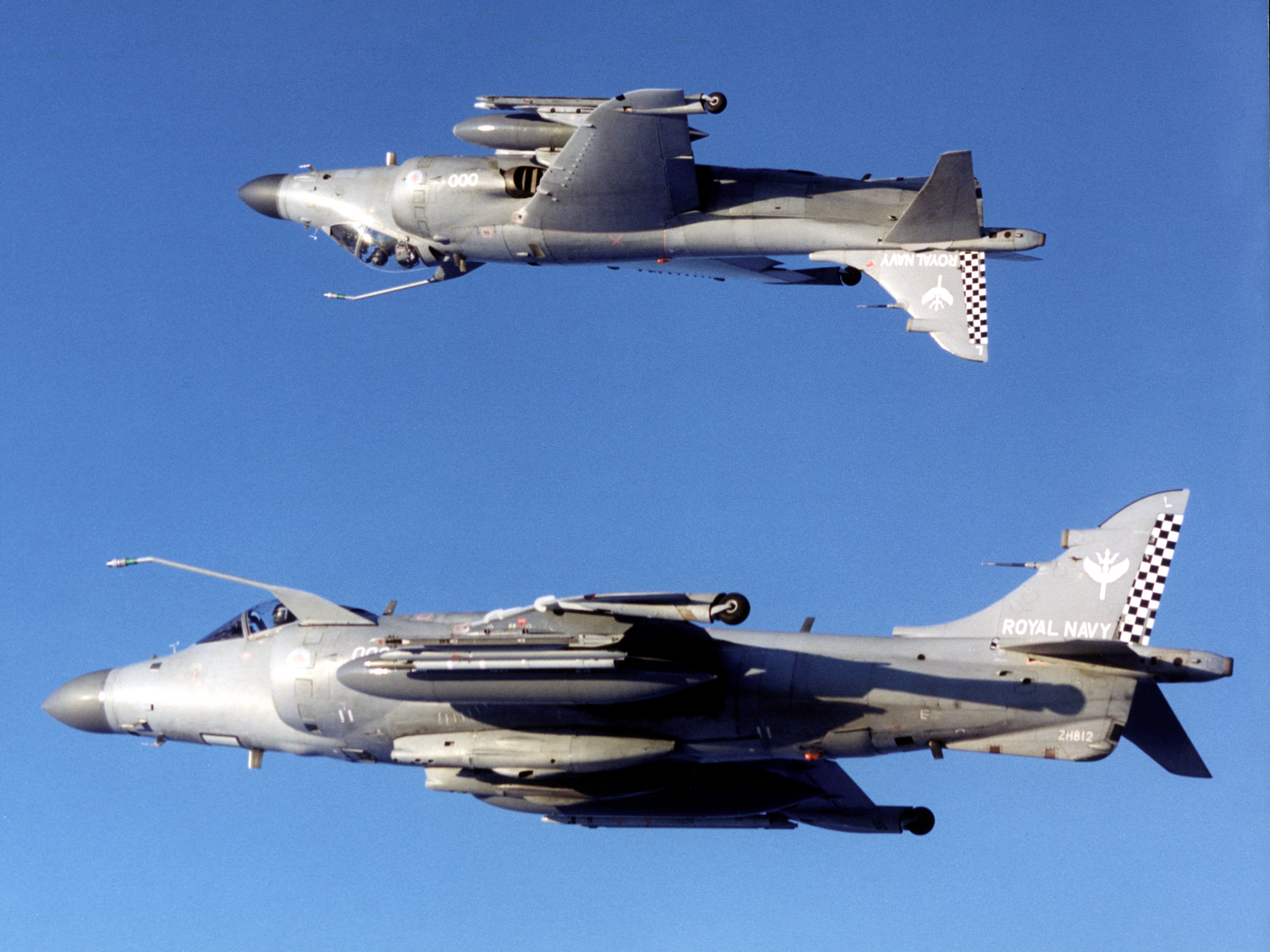 Harrier Jet inverted over a Harrier Photo Print - Royal Navy Aircraft ...