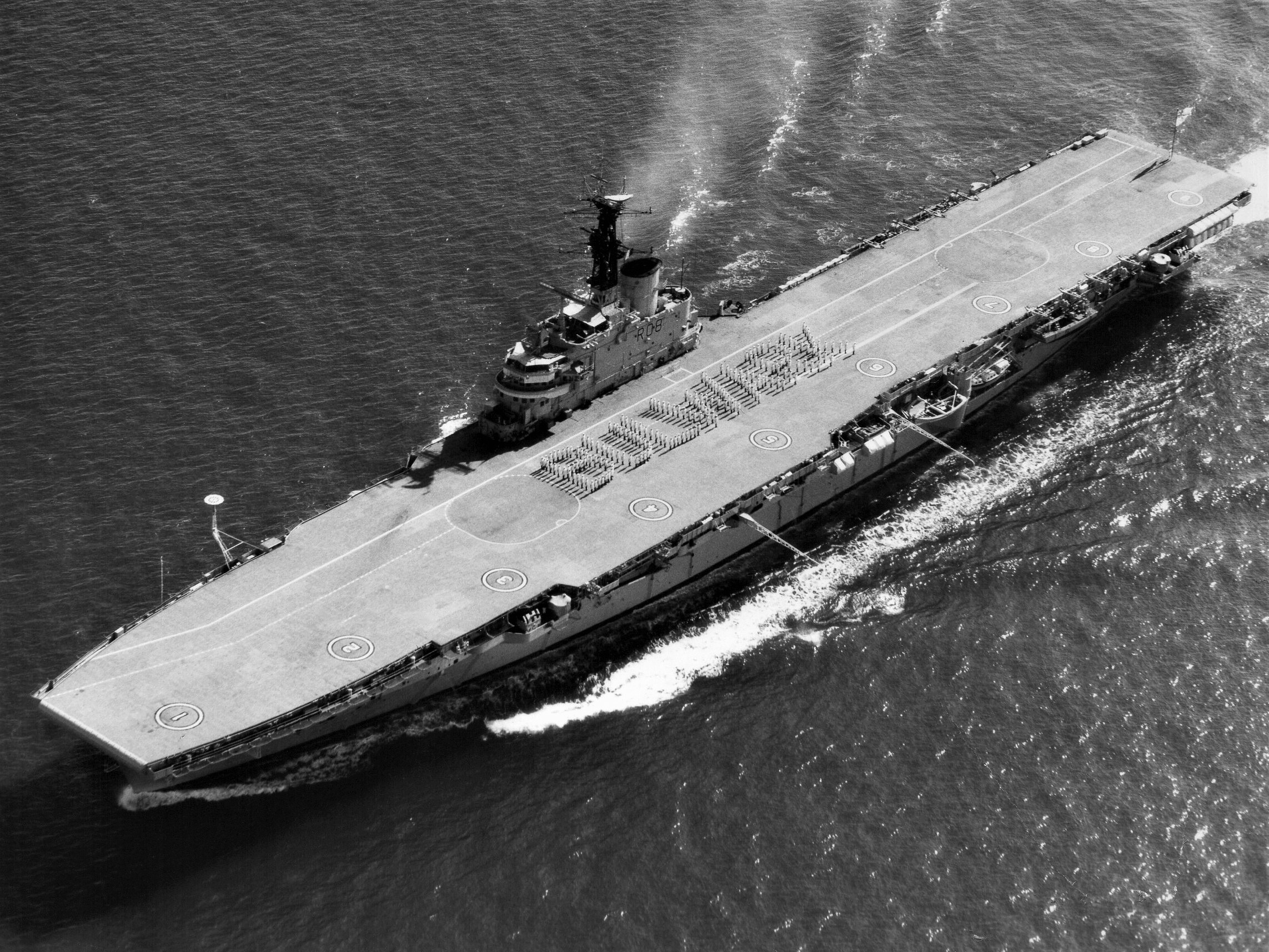 HMS Bulwark (R08) Royal Navy Centaur Class Fleet Carrier From the Air ...