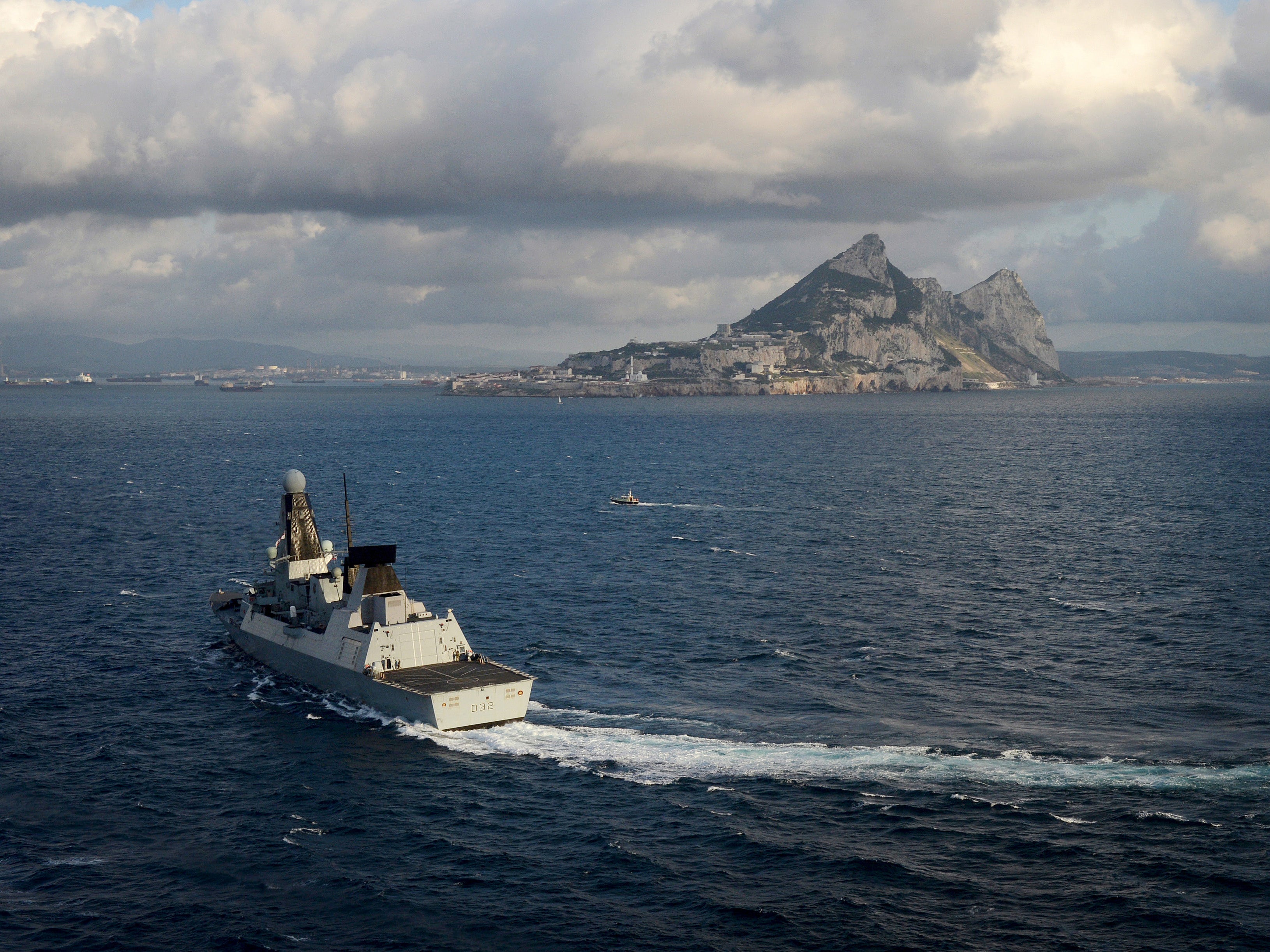 HMS Daring (D32) Royal Navy Type 45 Destroyer Off Gibraltar Feb 2014 P ...