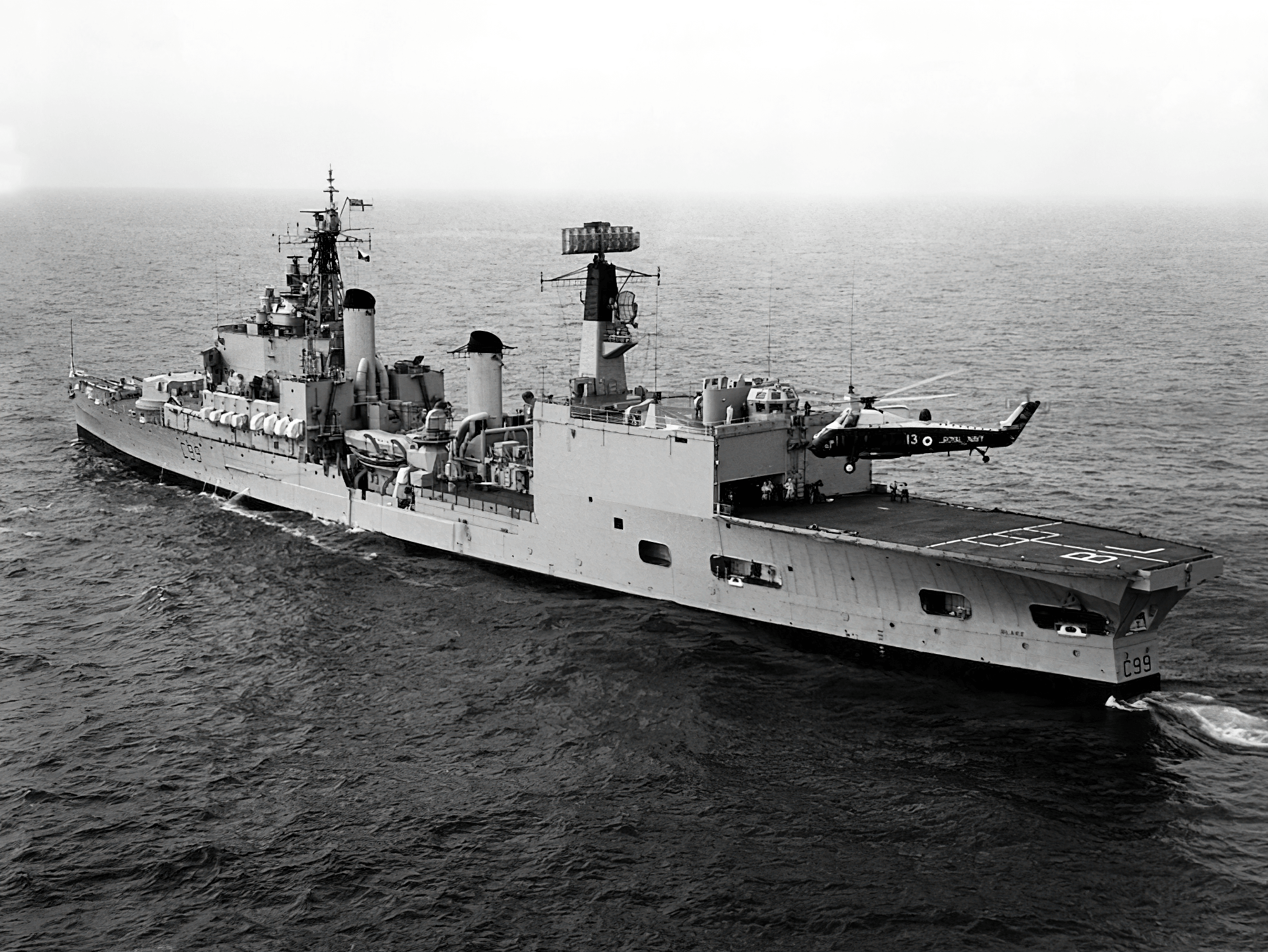 HMS Blake (C99) Royal Navy Tiger Class Light Cruiser Port Quarter View ...