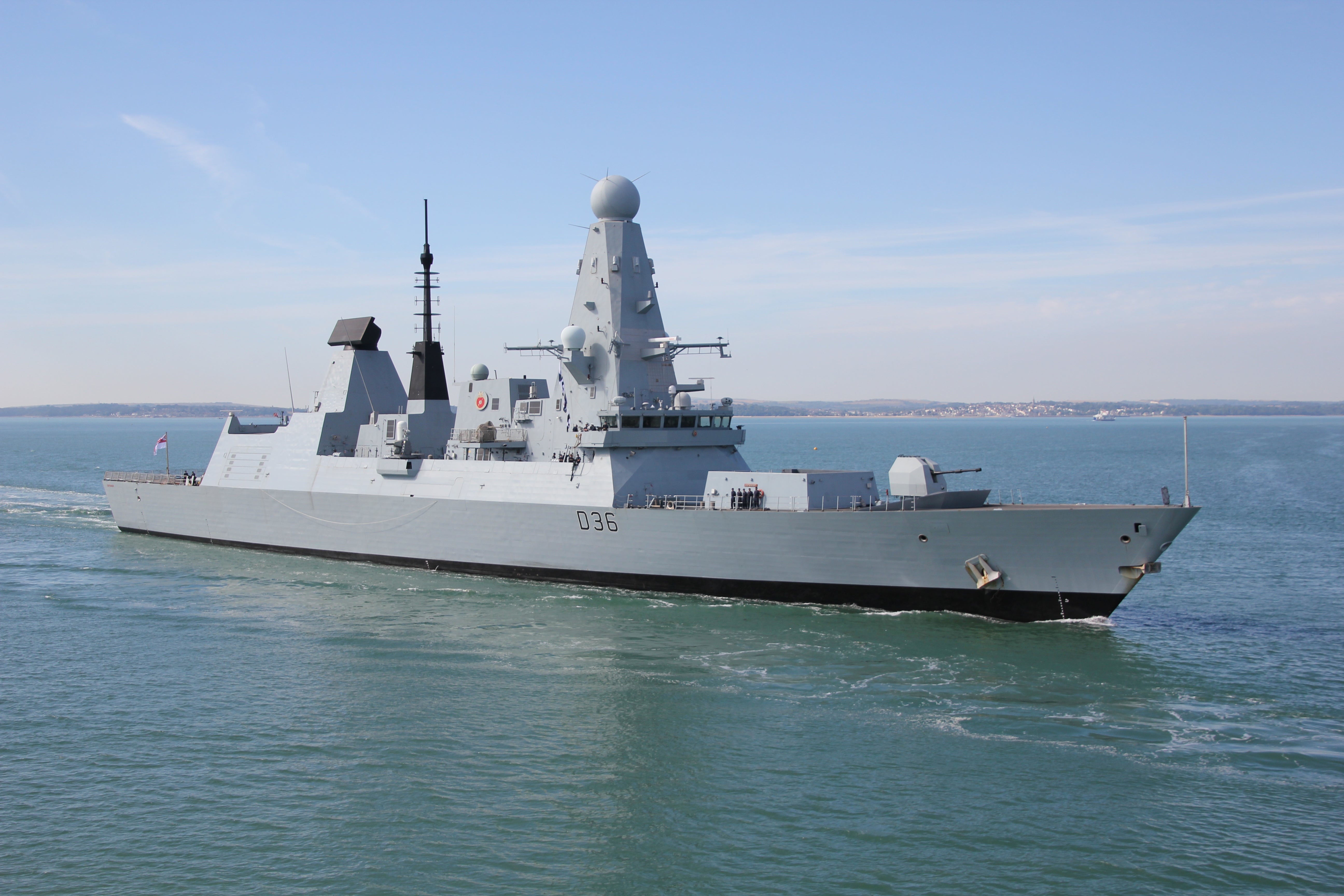 HMS Defender (D36) Royal Navy Type 45 Destroyer Entering Portsmouth Ph ...
