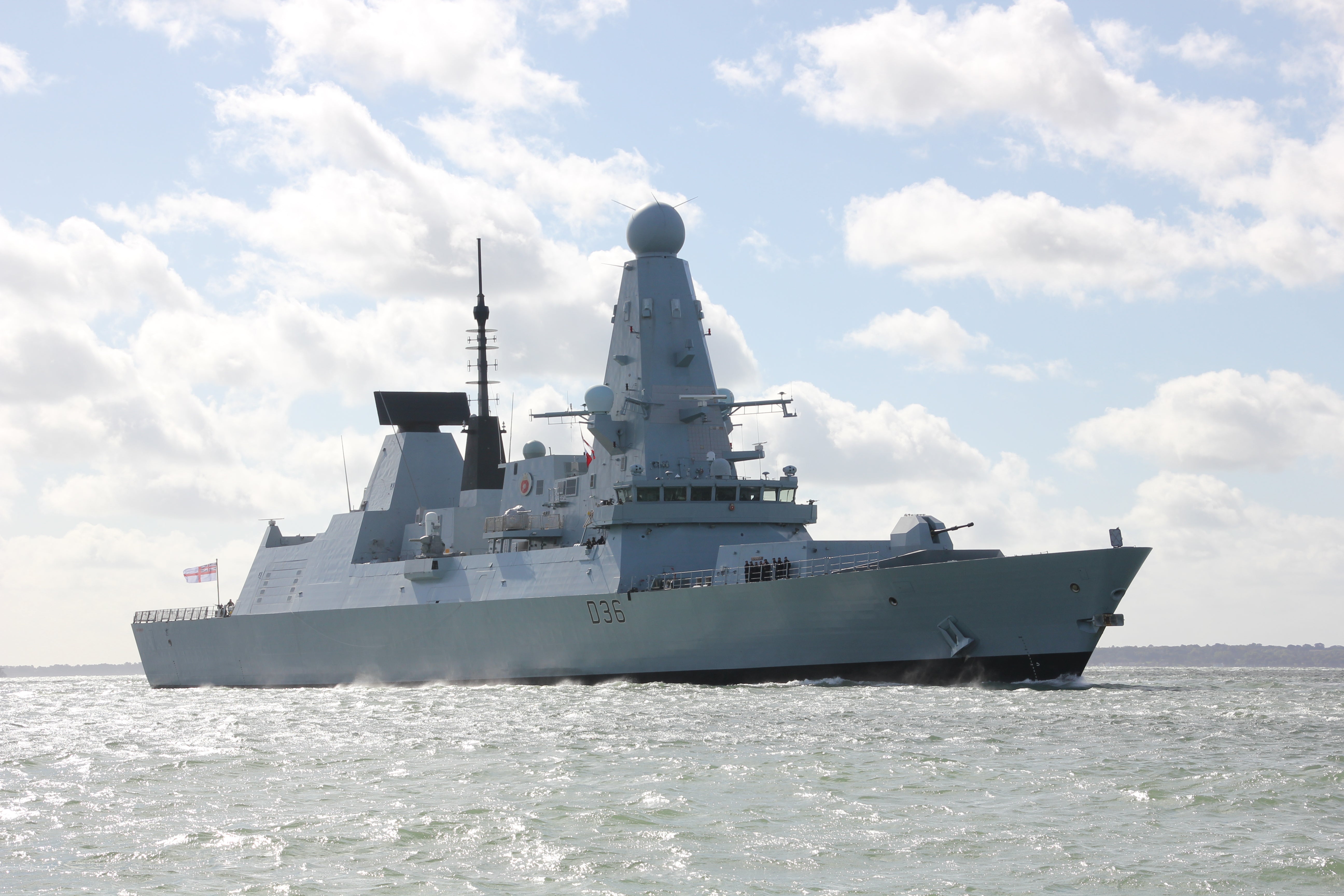 HMS Defender (D36) Royal Navy Type 45 Destroyer Low Starboard View Pho ...