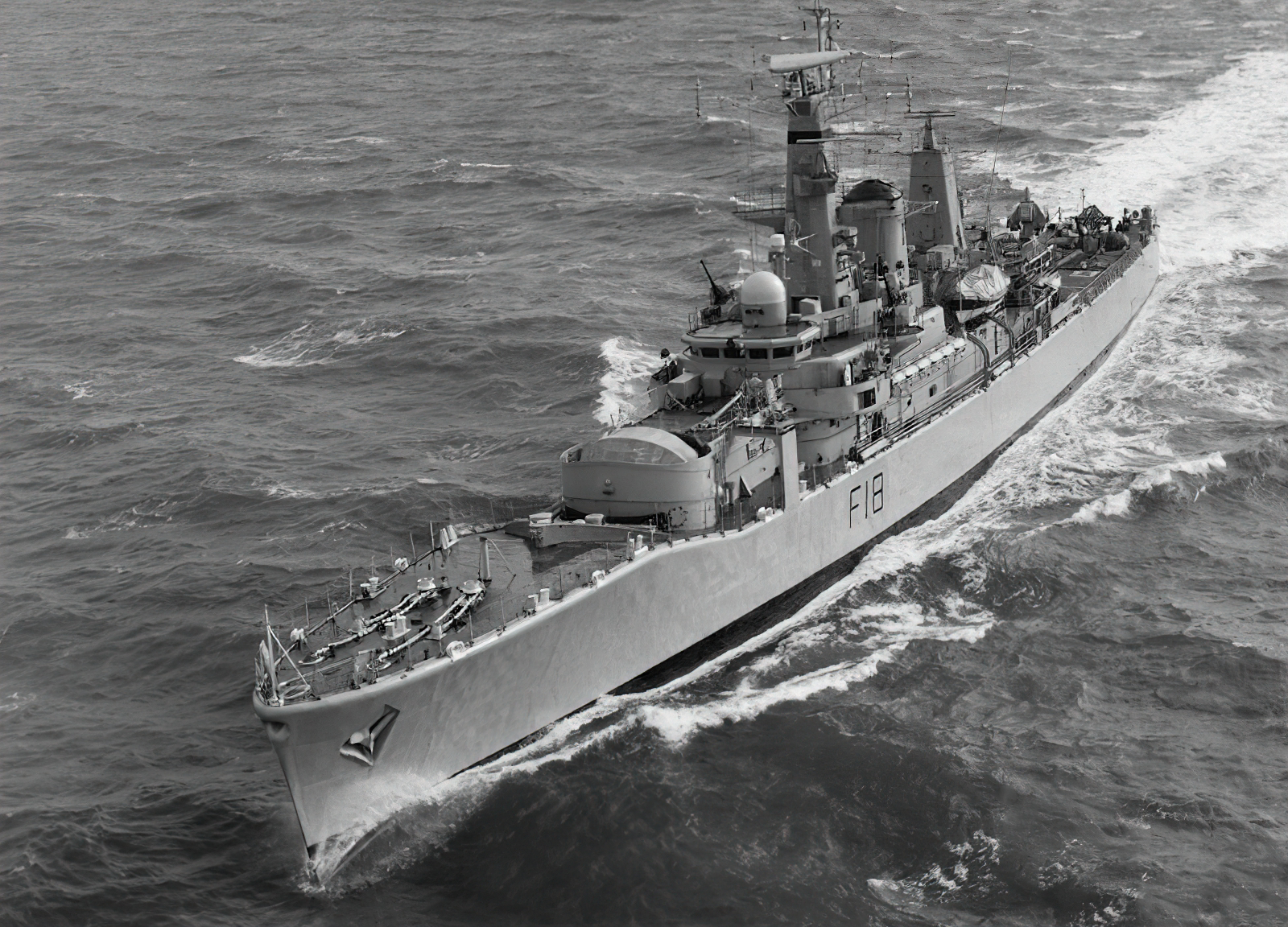 HMS Galatea (F18) - Port Bow View - Royal Navy Leander Class Frigate ...