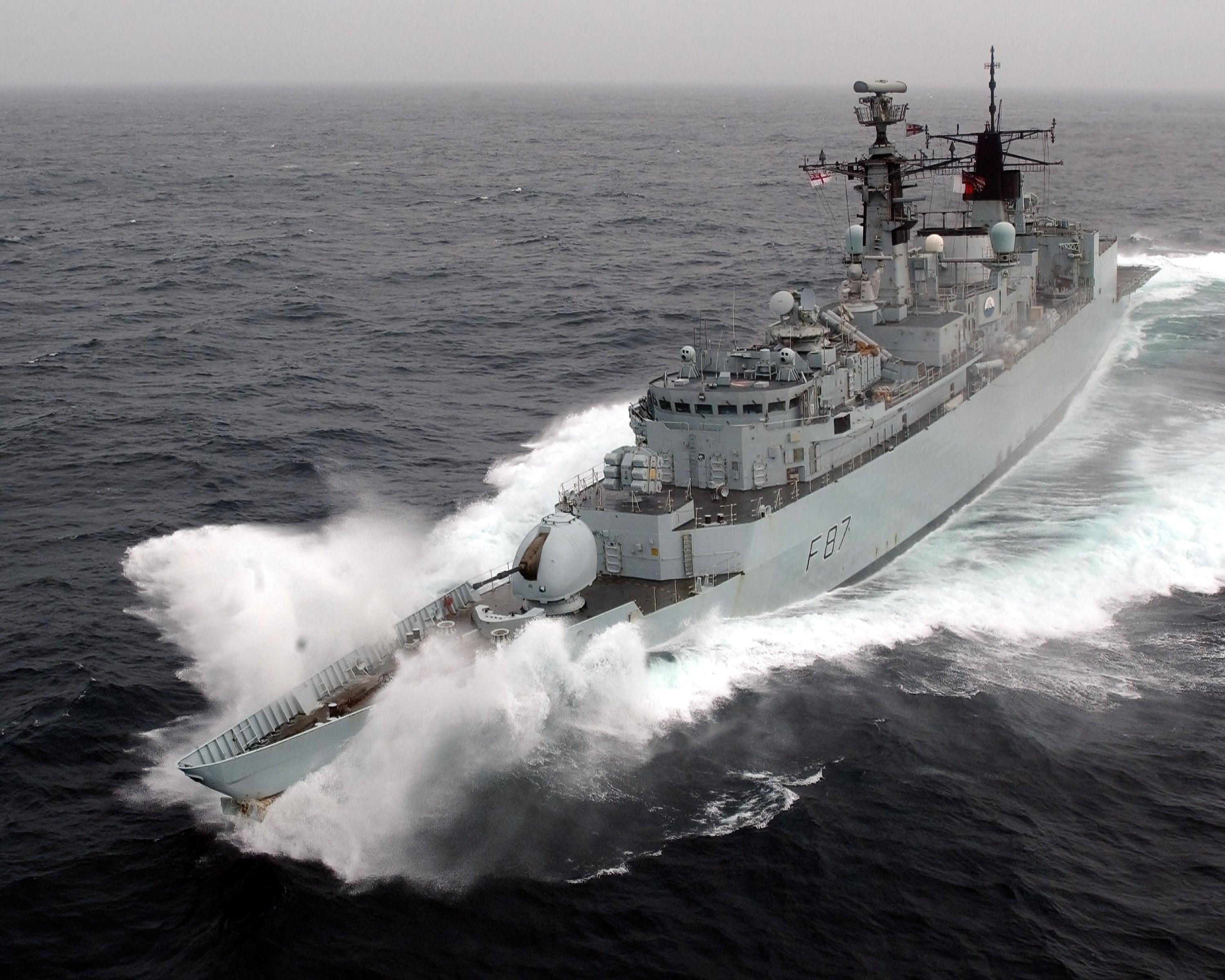 HMS Chatham (F87) Royal Navy Type 22 Frigate In Rough Sea Photo Print ...