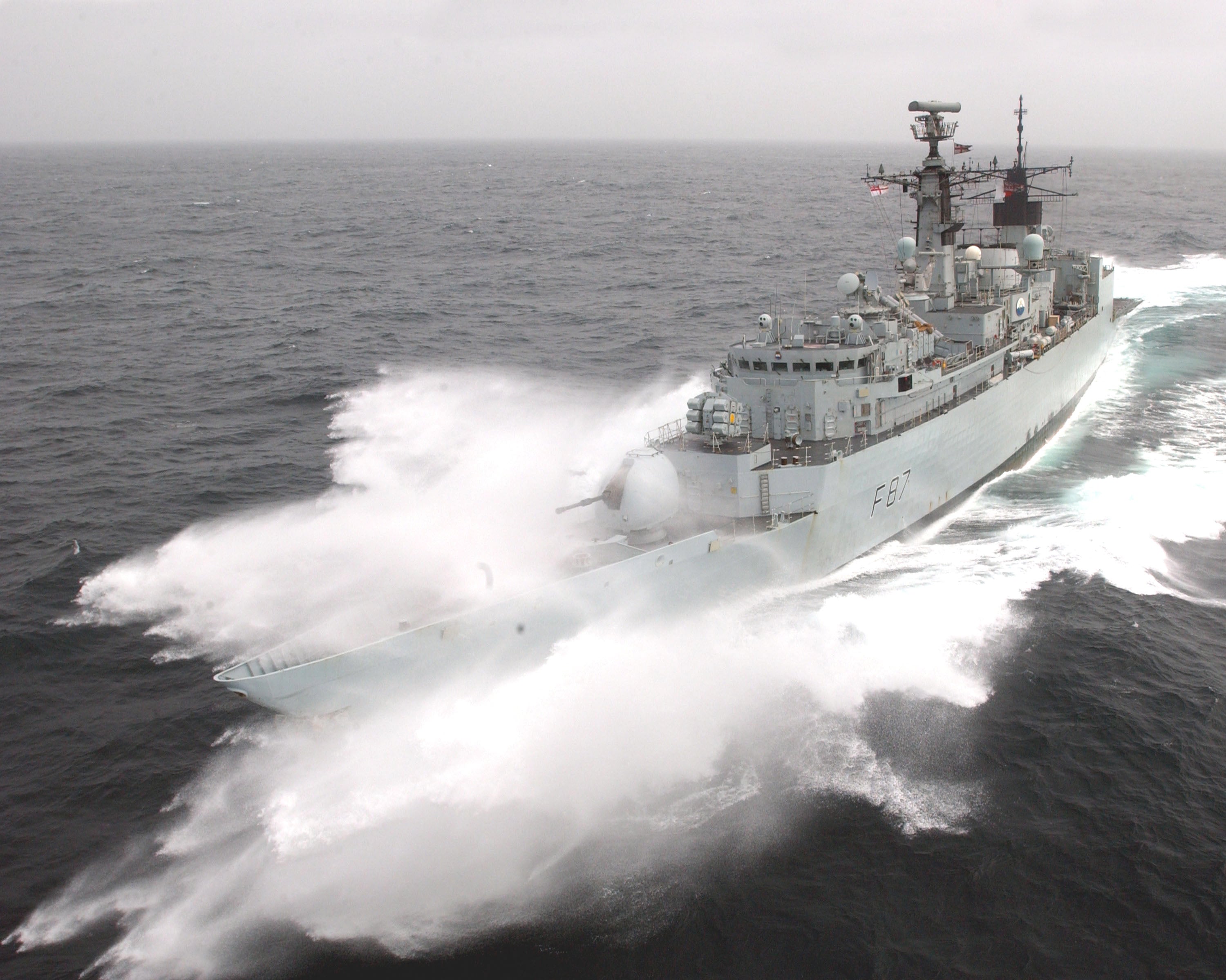 HMS Chatham (F87) Royal Navy Type 22 Frigate Breaking Waves Photo Prin ...