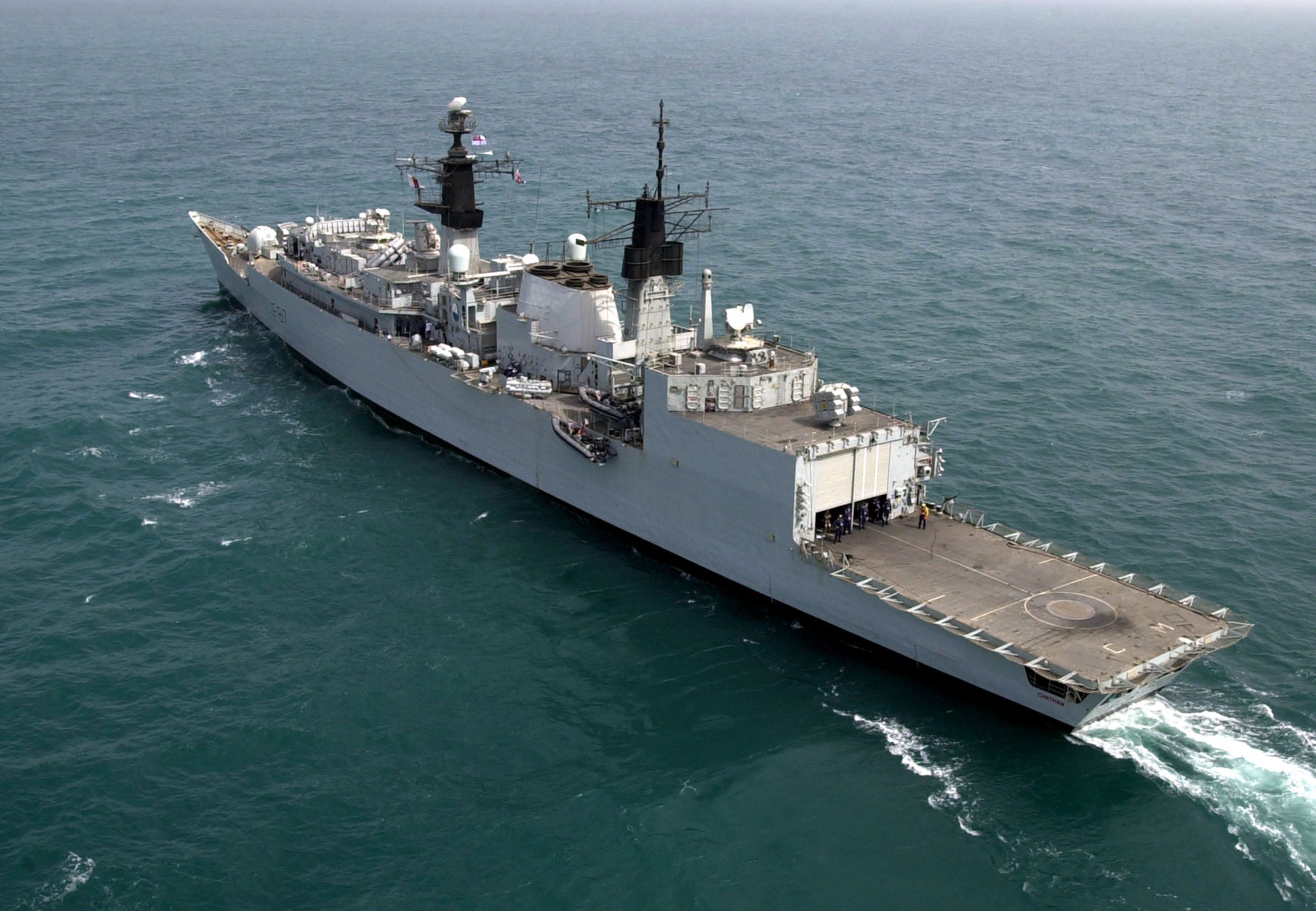 HMS Chatham (F87) - High Port Quarter View - Royal Navy Type 22 Frigate ...