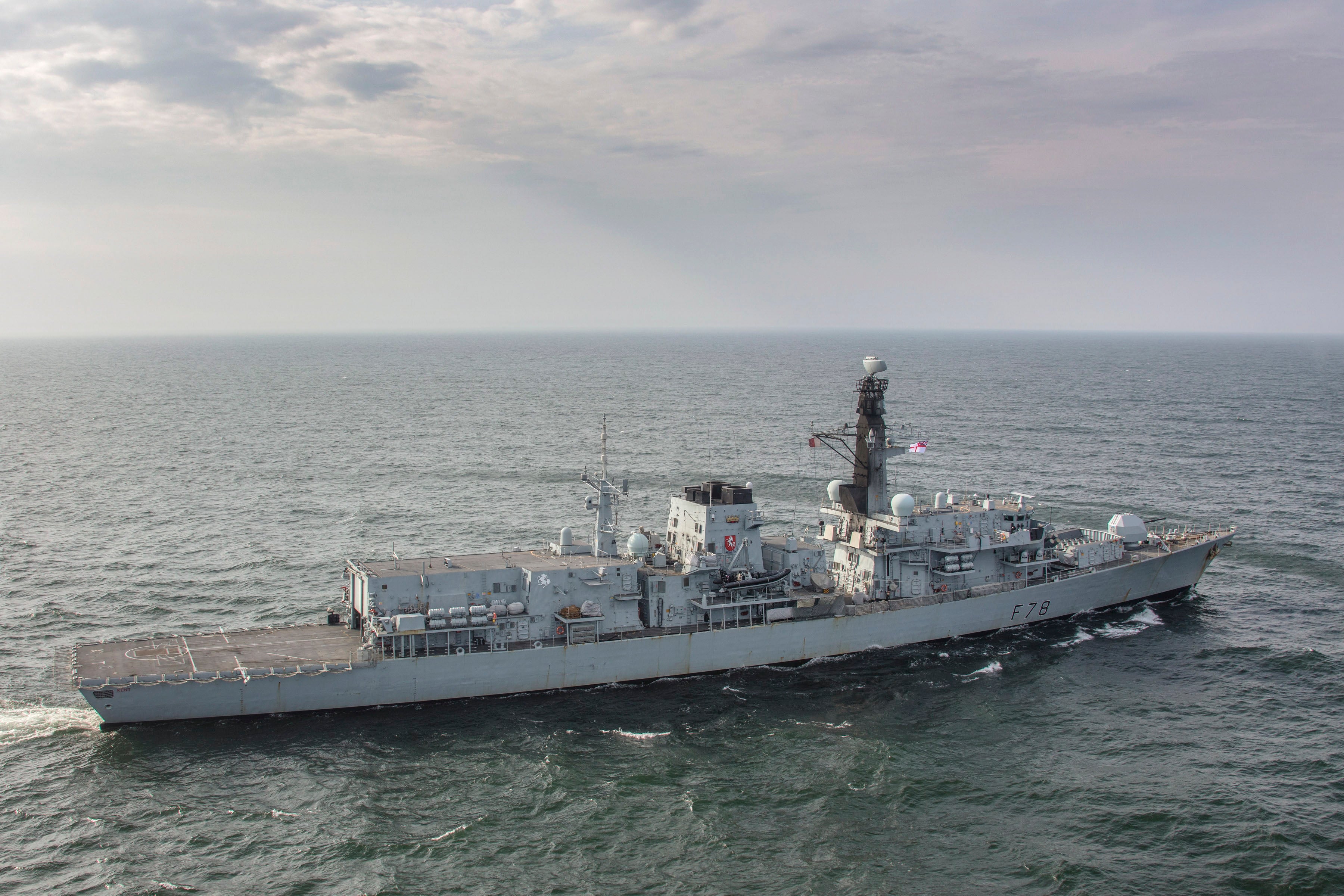 HMS Kent (F78) - High Starboard View - Royal Navy Type 23 Frigate Photo ...