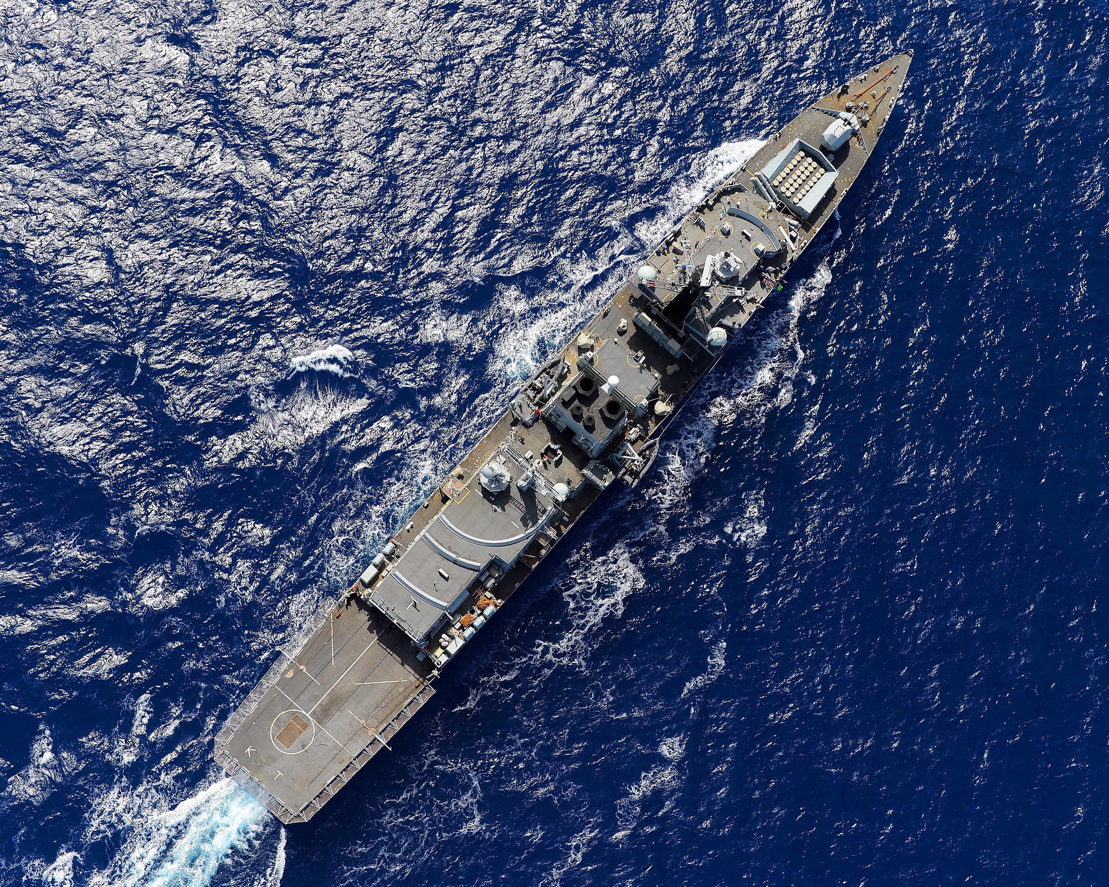 HMS Kent (F78) - At Sea Vertical View - Royal Navy Type 23 Frigate ...