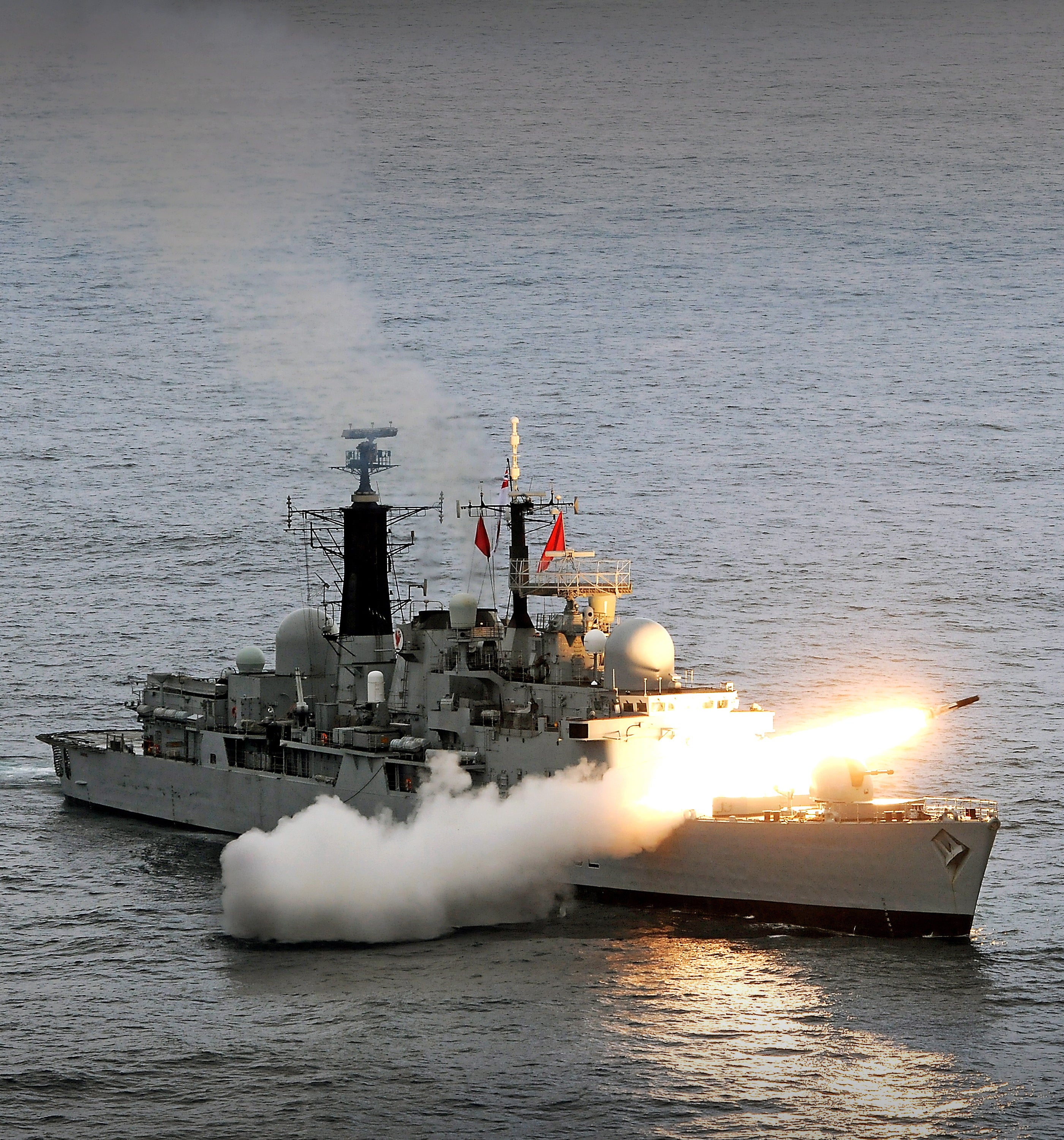 HMS Liverpool (D92) - Firing Sea Dart Missile - Royal Navy Type 42 ...