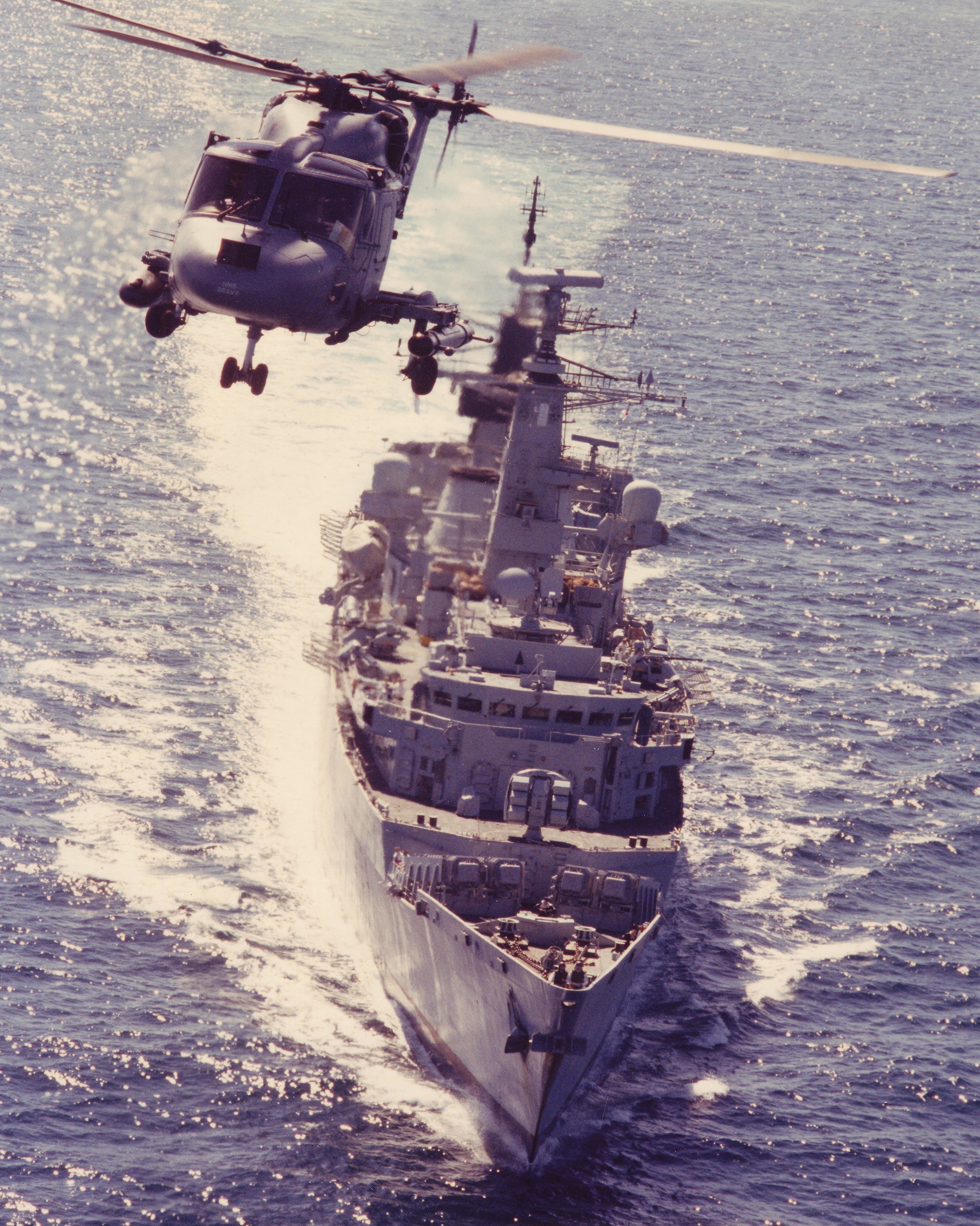 HMS Brave (F94) - Bow View From the Air - Royal Navy Type 22 Frigate ...