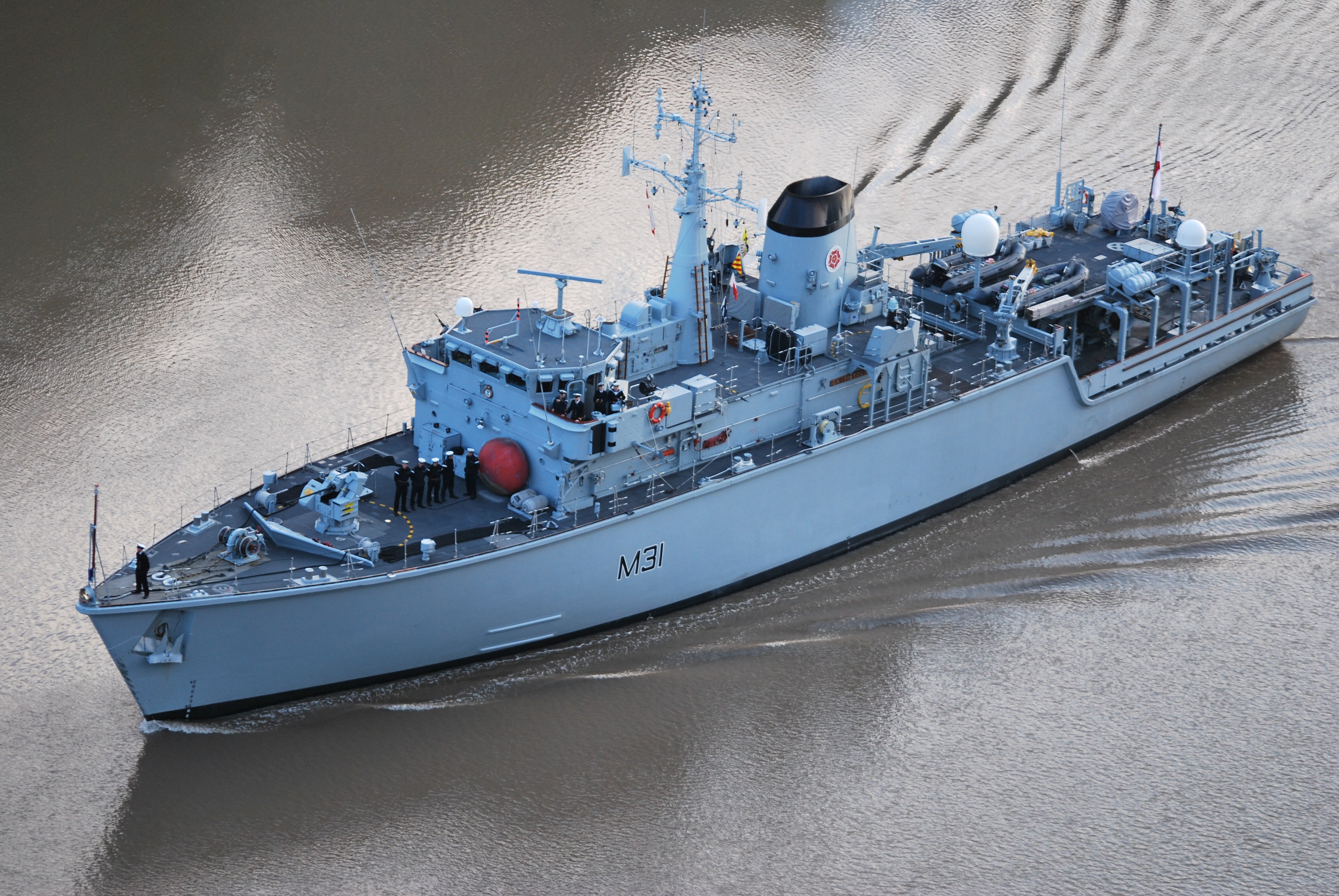 HMS Cattistock (M31) - High Port Bow View - Royal Navy Hunt Class ...