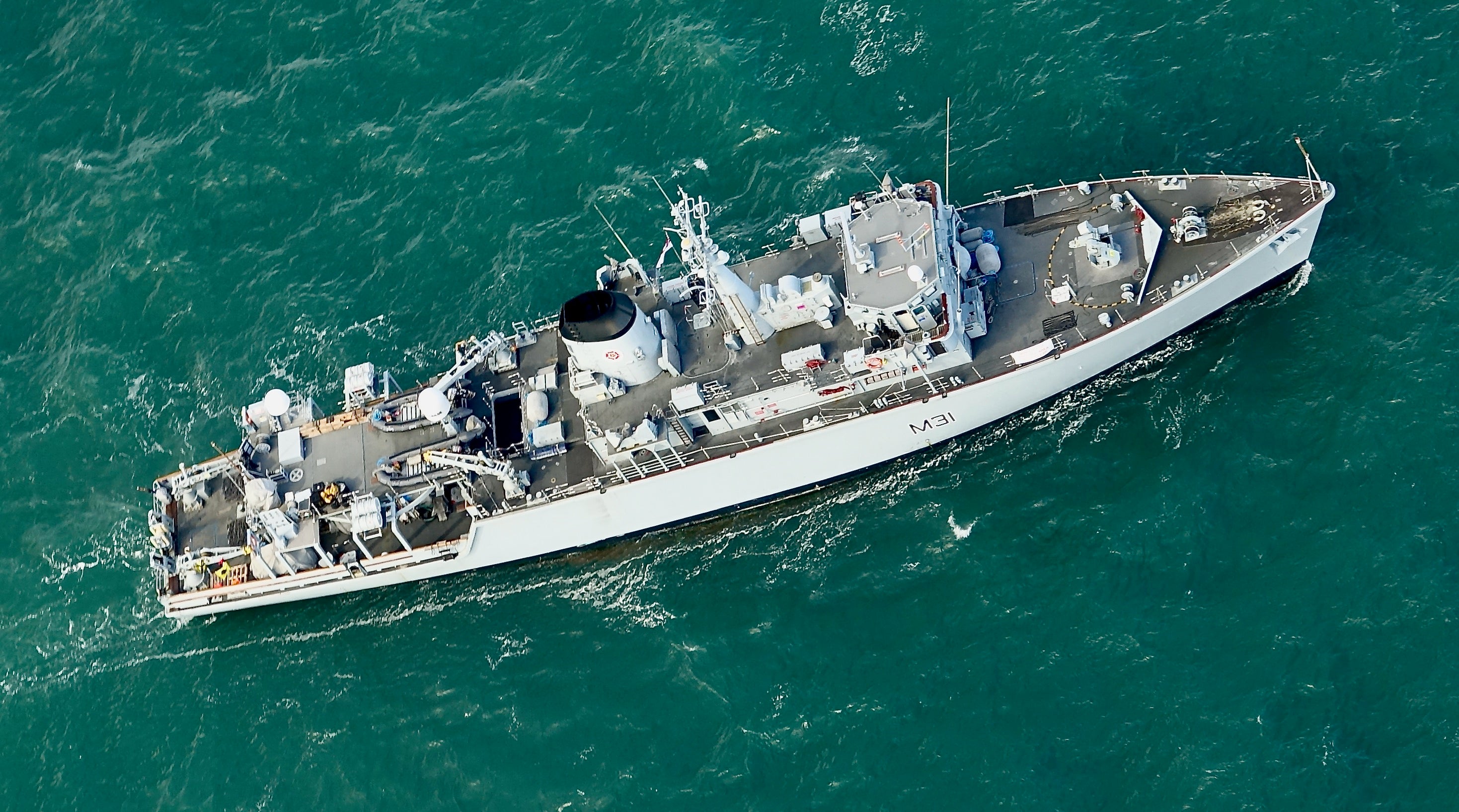 HMS Cattistock (M31) - From Above - Royal Navy Hunt Class MineHunter ...
