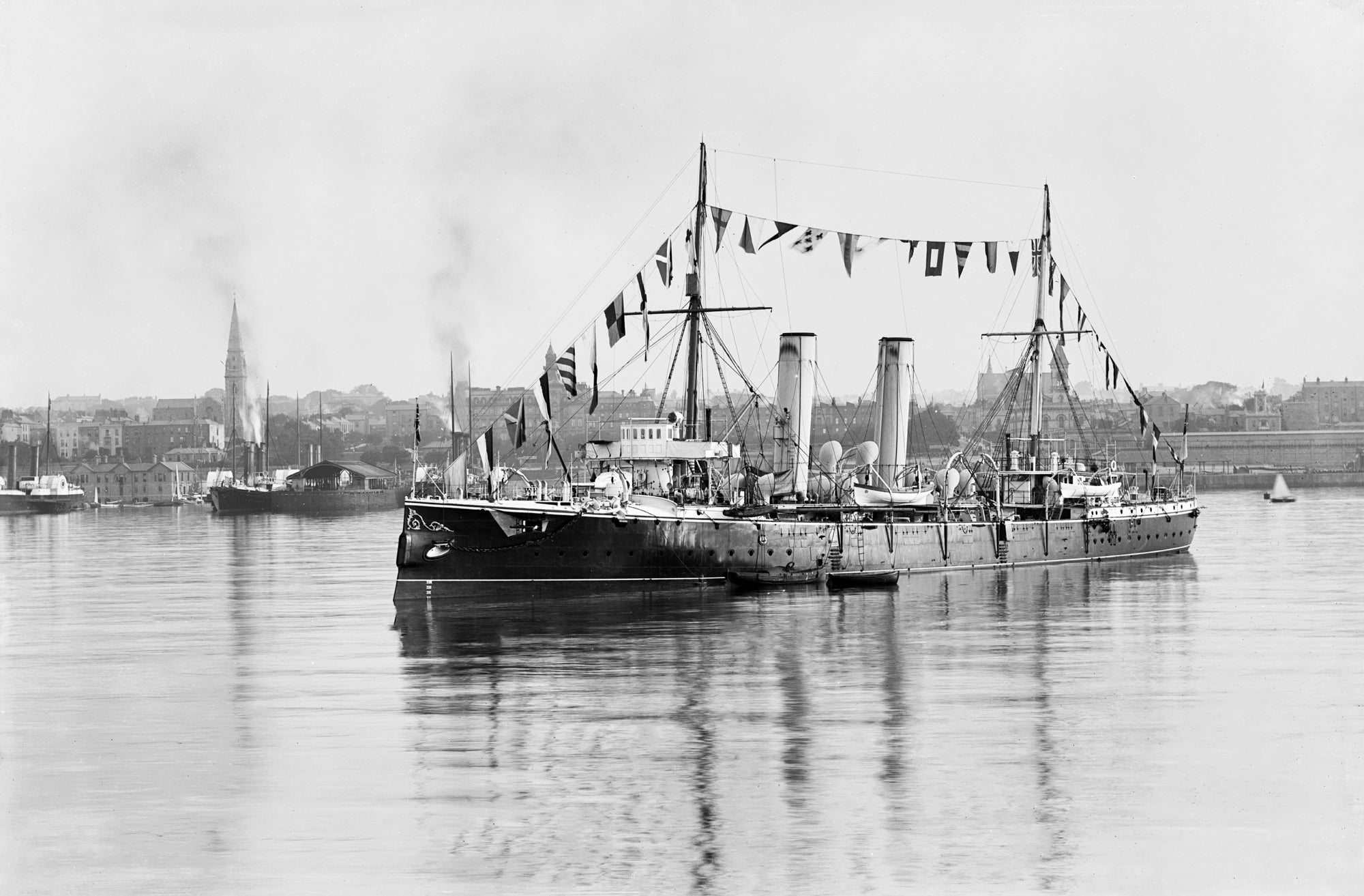 HMS Melampus (1890) - Dress Ship - Royal Navy Apollo Class Cruiser ...