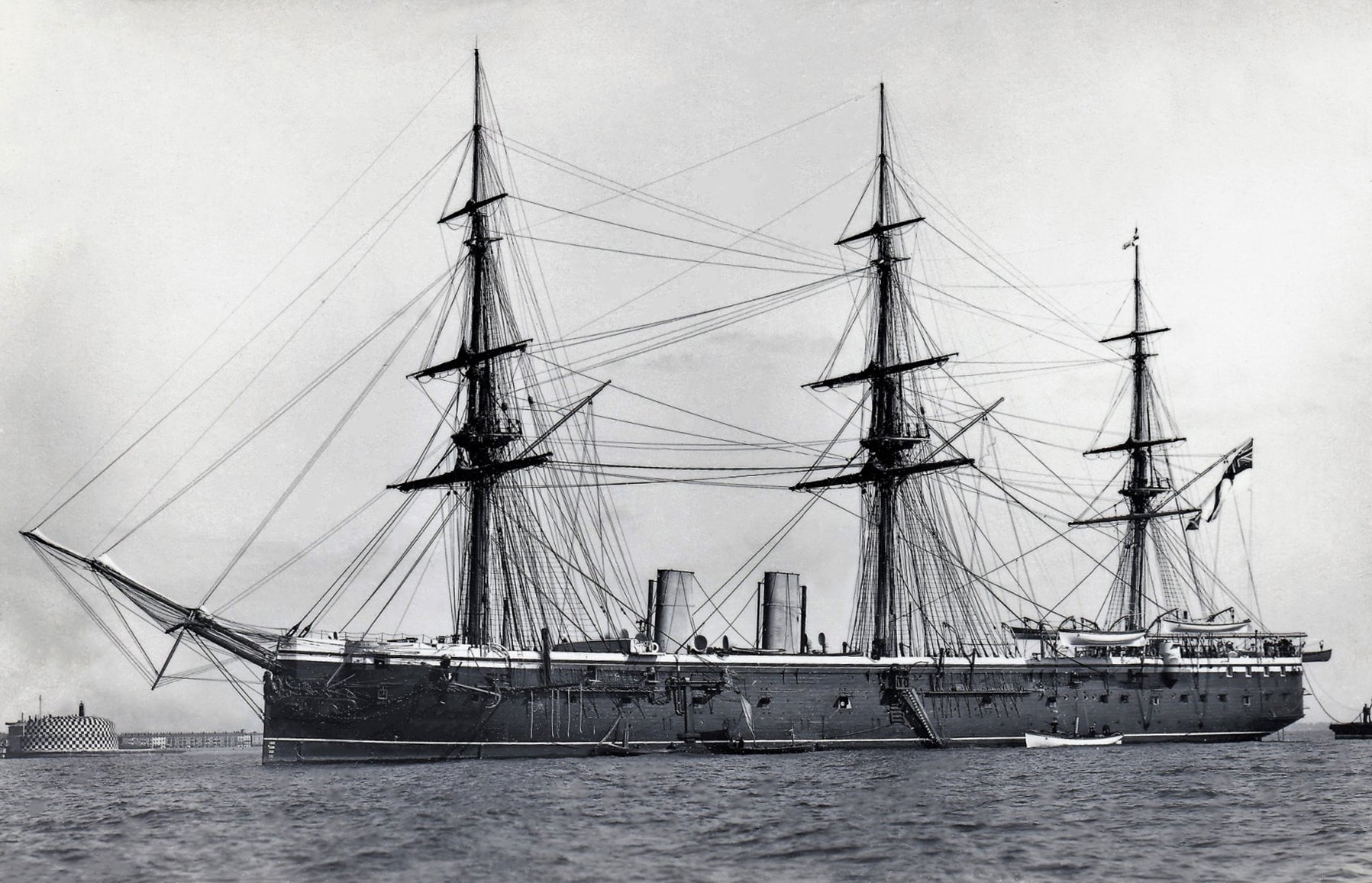 HMS Raleigh (1873) - At Anchor - Royal Navy Unarmed Frigate Photo Print ...