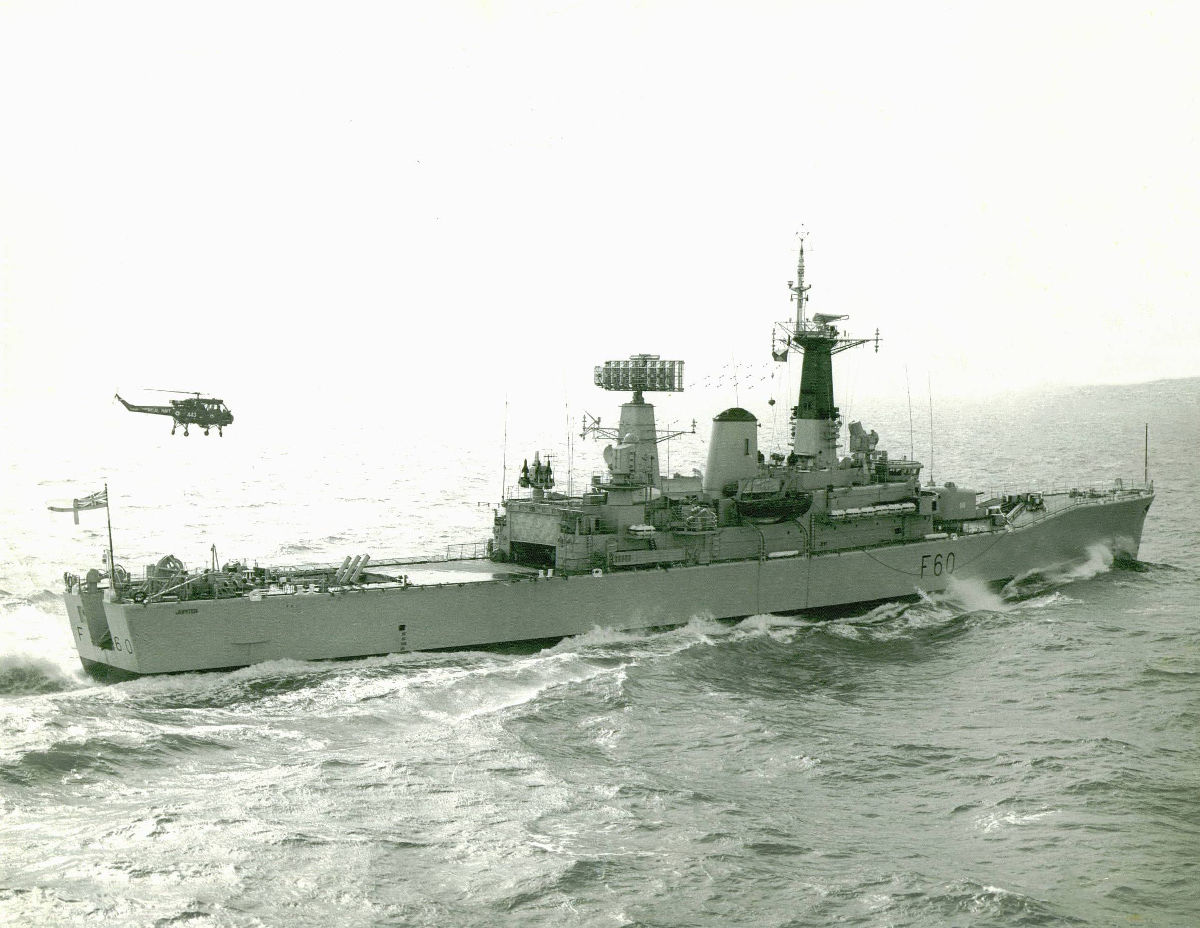 HMS Jupiter (F60) - Underway Black and White - Royal Navy Leander Class ...