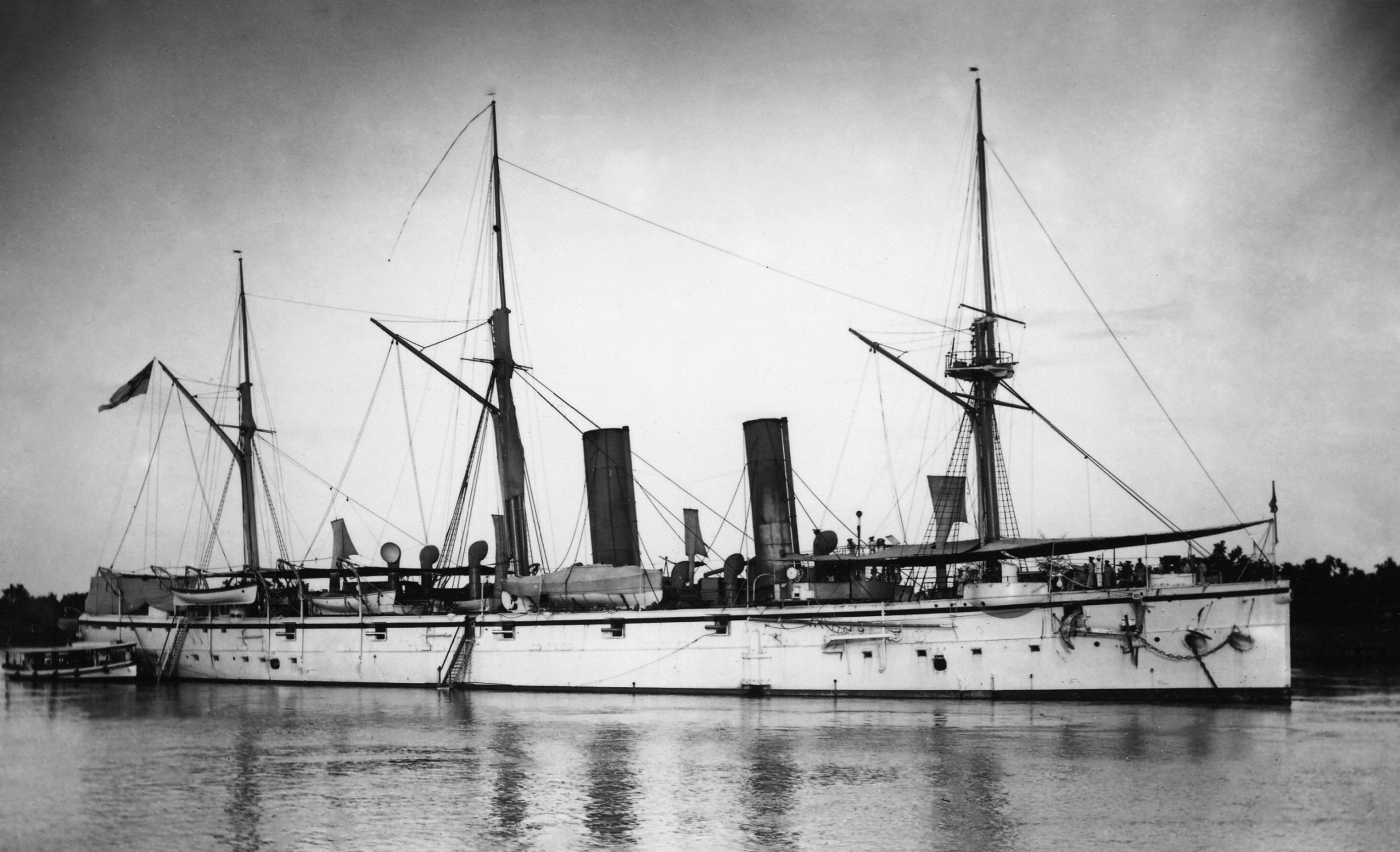 HMS Mercury (1878) - Starboard View - Royal Navy Iris Class Cruiser ...