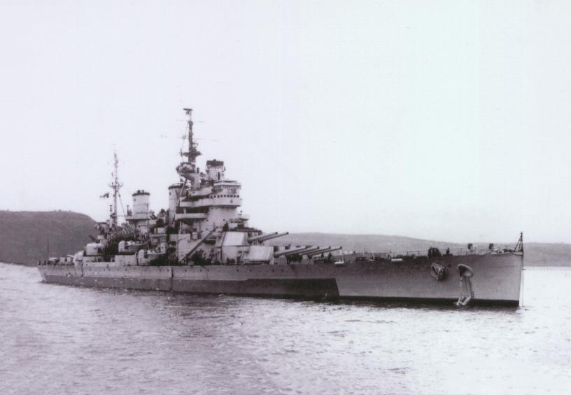 HMS Anson (79) Royal Navy King George V Class Battleship Starboard Vie ...