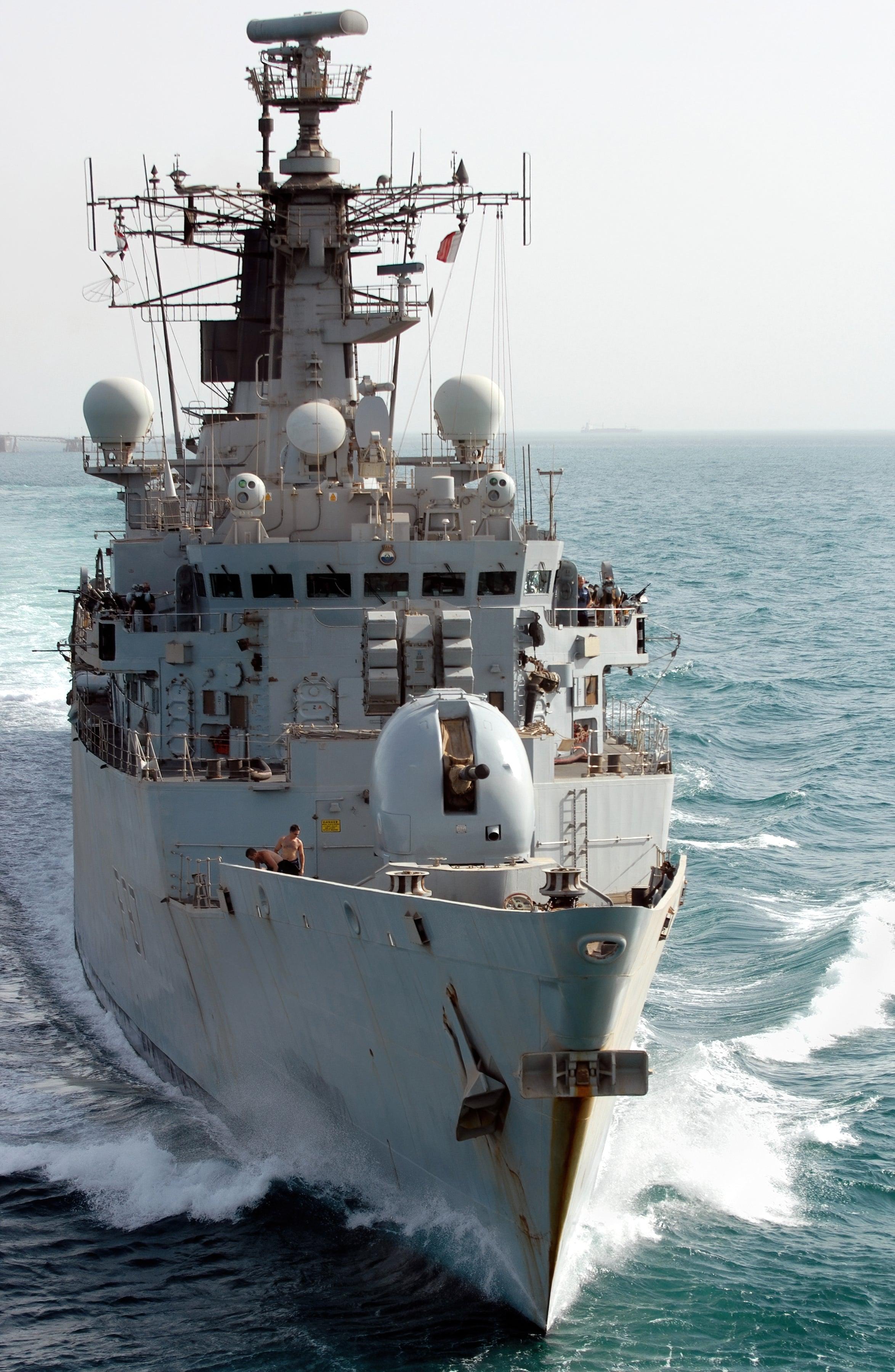 HMS Chatham (F87) - Bow View Portrait - Royal Navy Type 22 Frigate ...