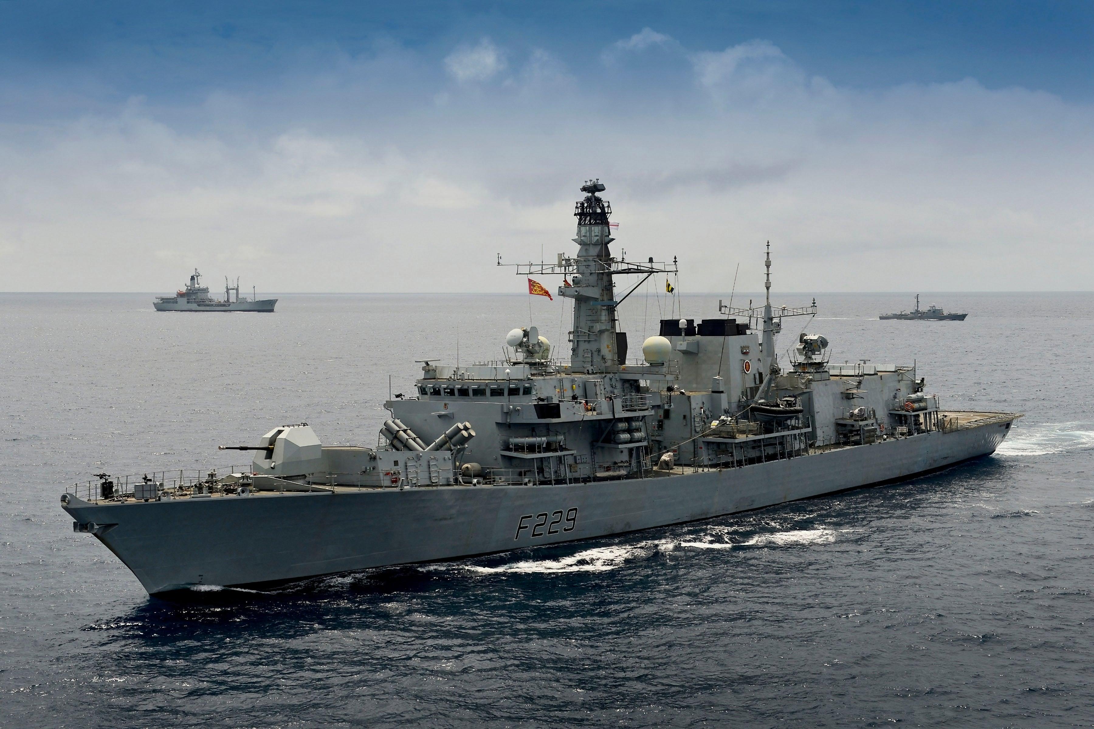 HMS Lancaster (F229) - Low Port Side View - Royal Navy Type 23 Frigate ...
