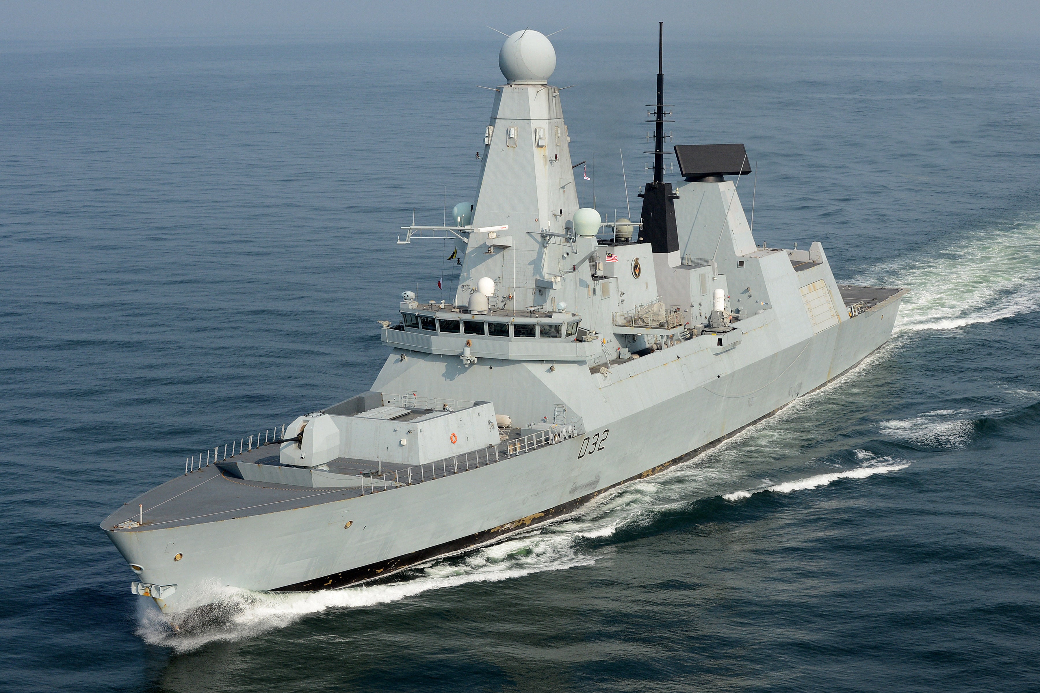 HMS Daring (D32) Royal Navy Type 45 Destroyer Underway Port Side View ...