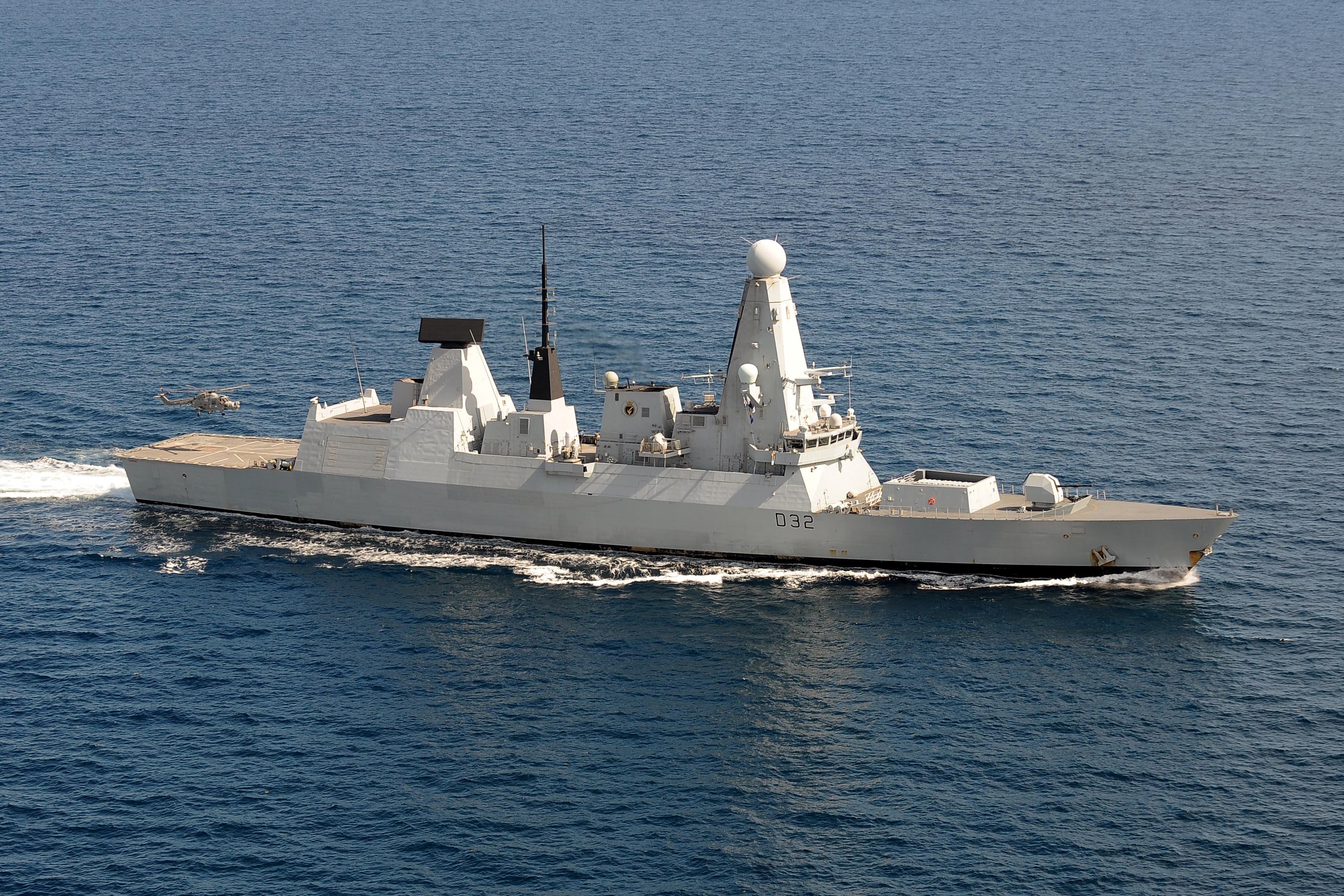 HMS Daring (D32) - High Starboard Beam View - Royal Navy Type 45 ...